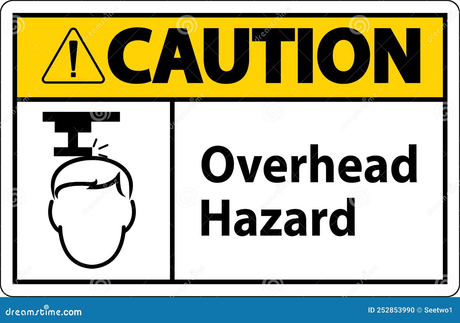 Caution Overhead Hazard Sign on White Background Stock Vector ...