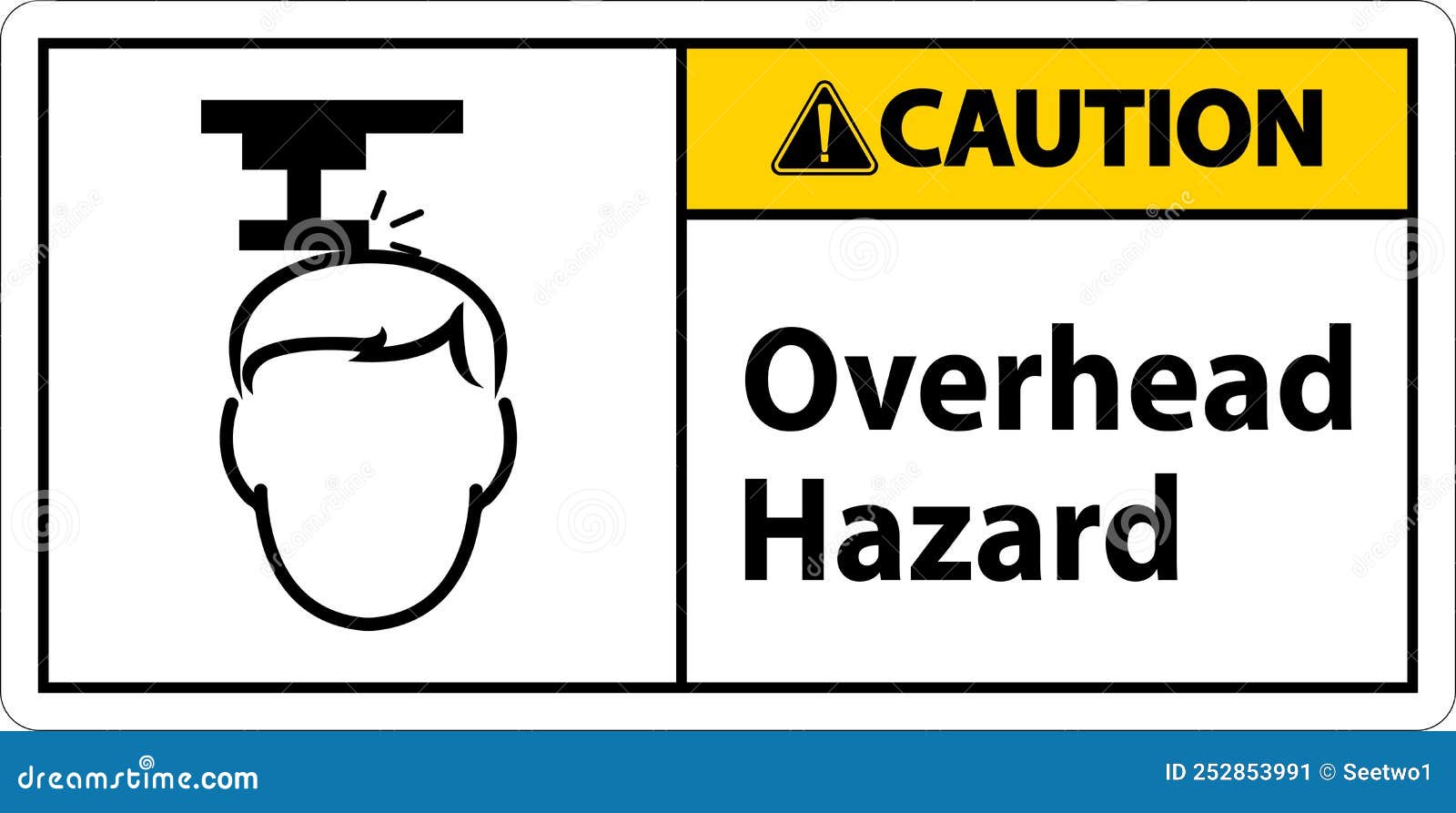 Caution Overhead Hazard Sign on White Background Stock Vector ...