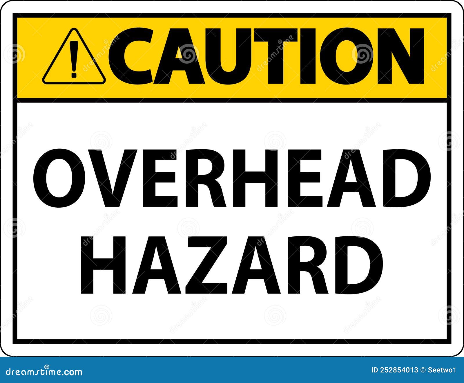 Caution Overhead Hazard Sign on White Background Stock Vector ...