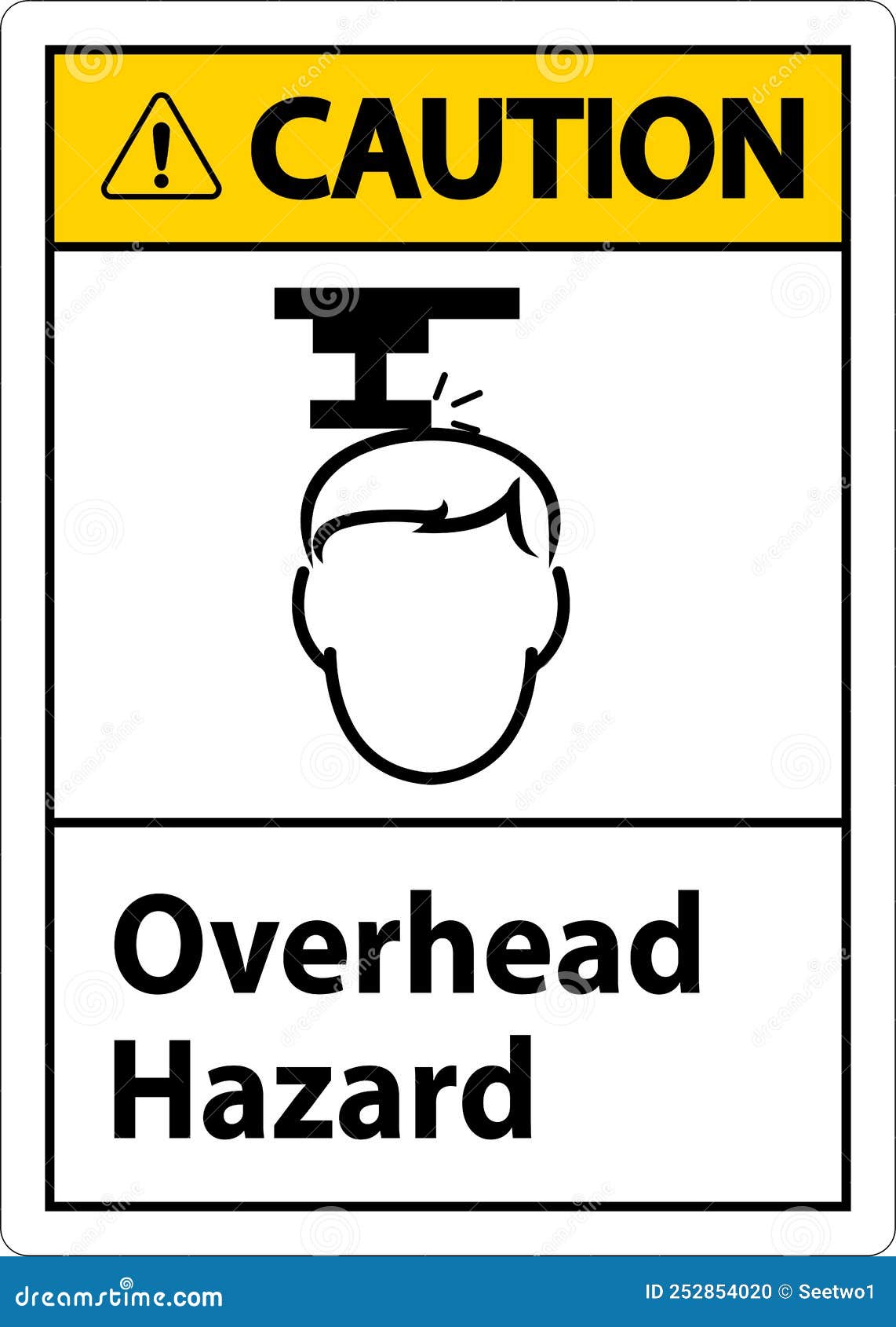 Caution Overhead Hazard Sign on White Background Stock Vector ...