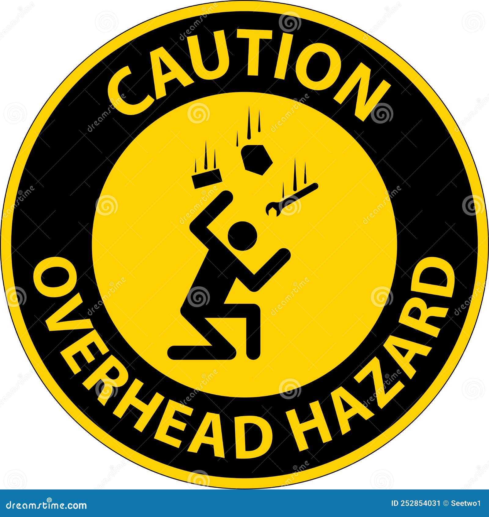 Caution Overhead Hazard Sign on White Background Stock Vector ...