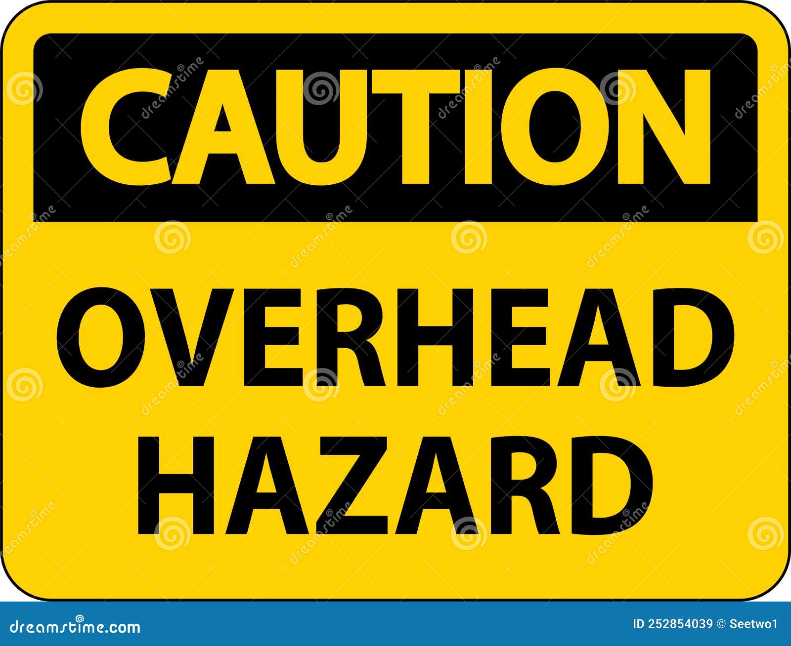 Caution Overhead Hazard Sign on White Background Stock Vector ...