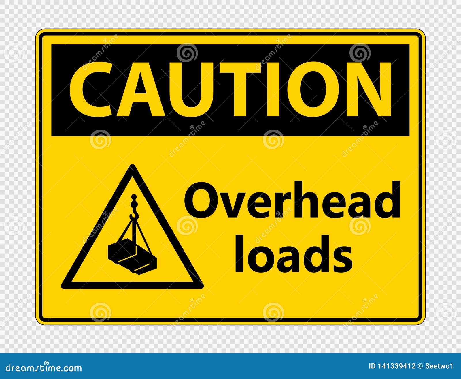 Symbol Caution Overhead Loads Sign On Transparent Background Vector ...