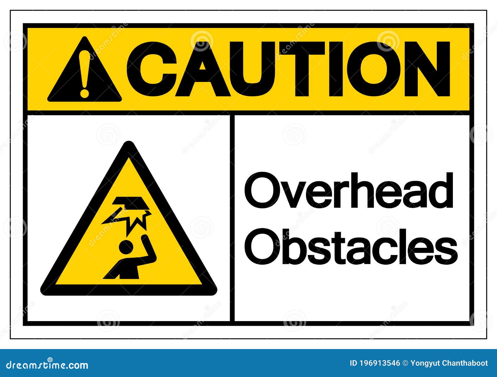 Caution Overhead Obstacles Symbol ,Vector Illustration, Isolate on White Background Label. EPS10 ...