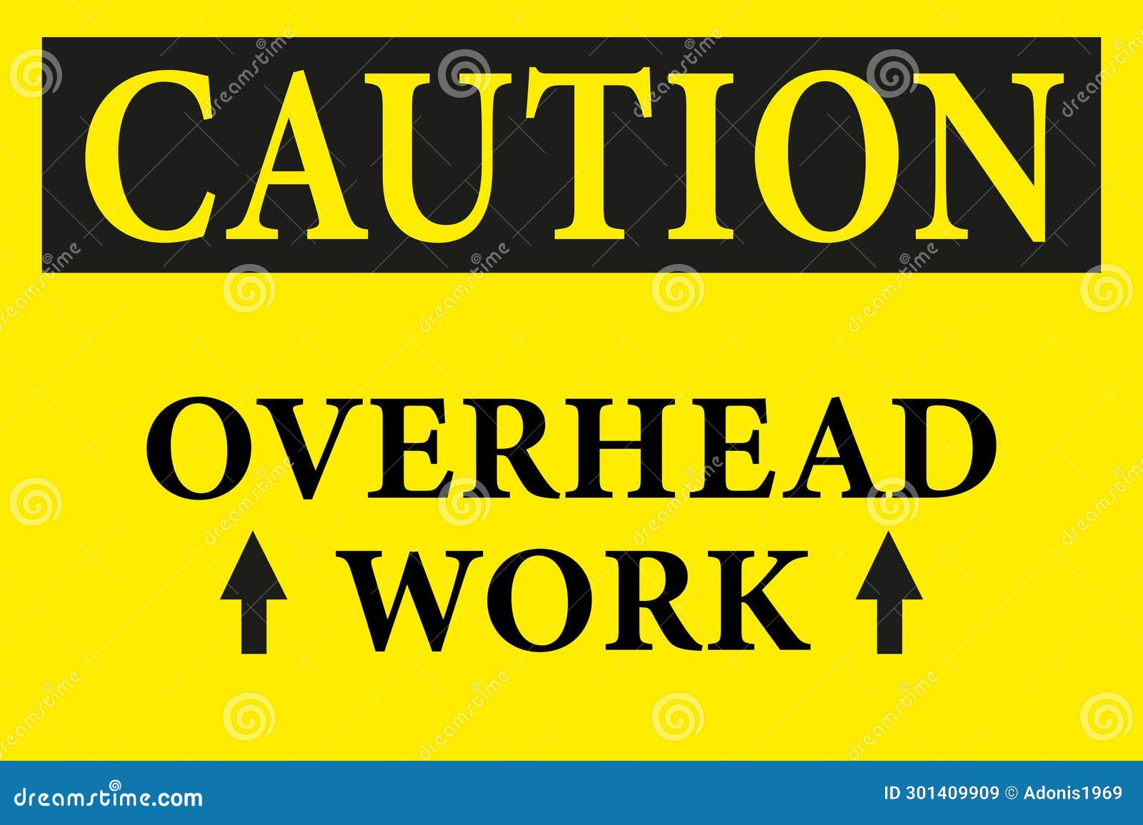 Caution Overhead Work Sign on Yellow Stock Illustration - Illustration ...