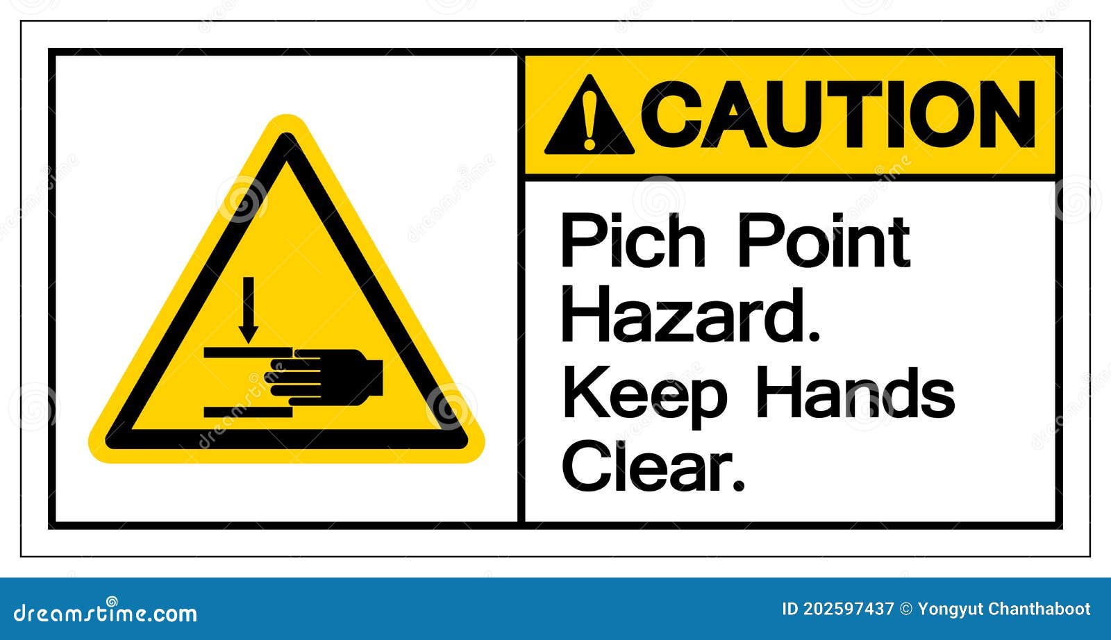 Caution Pich Point Hazard Keep Hands Clear Symbol Sign, Vector ...