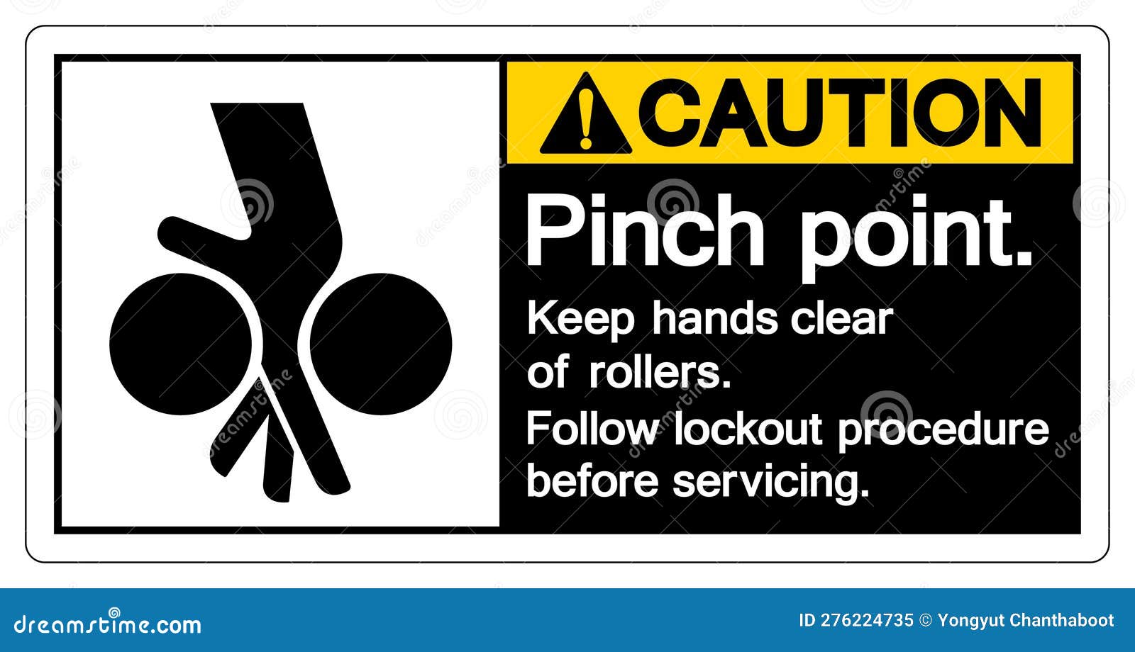 Caution Pinch Point Label Sign On White Background Cartoon Vector ...