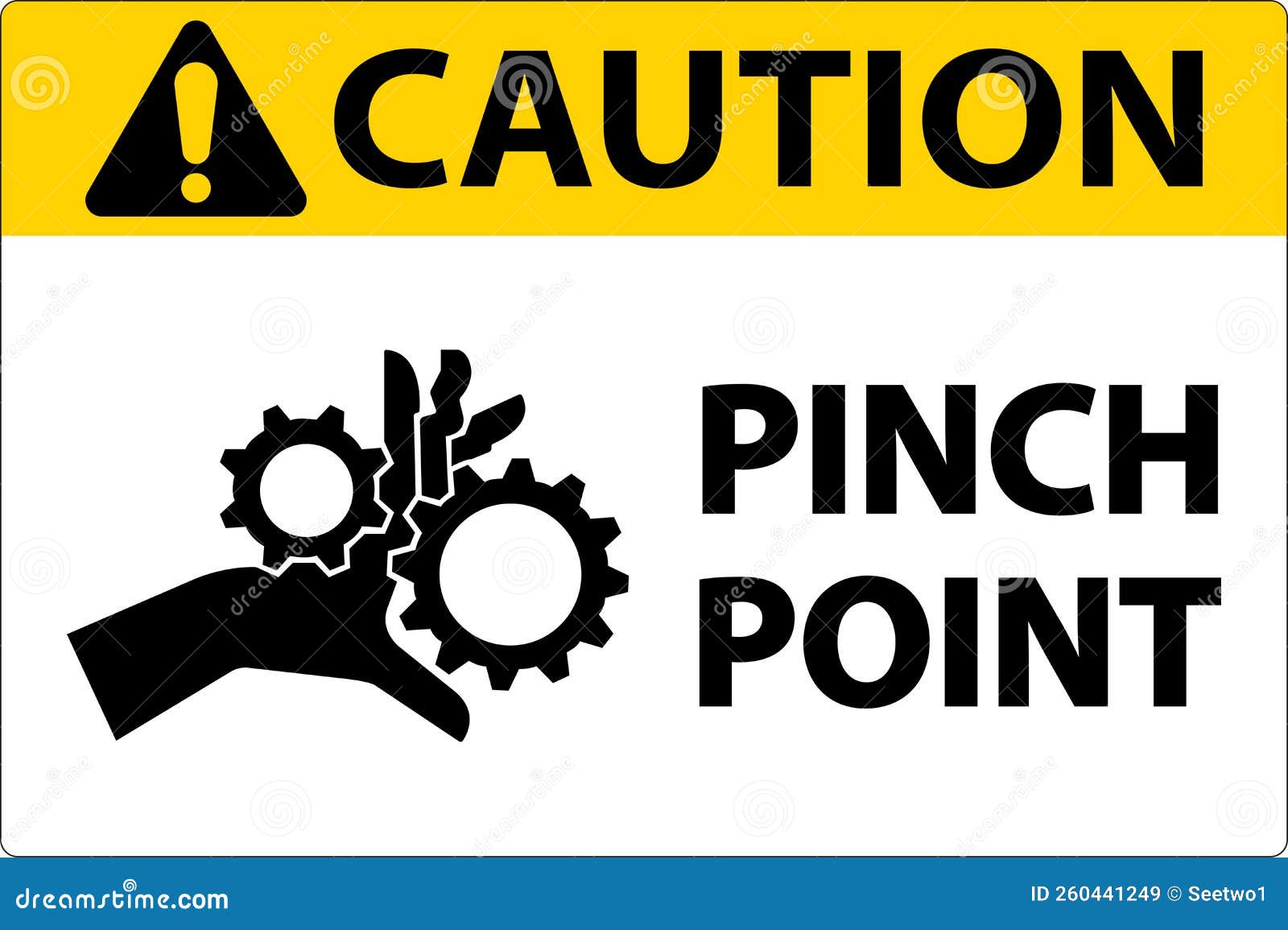 Caution Pinch Point Label Sign on White Background Stock Vector ...