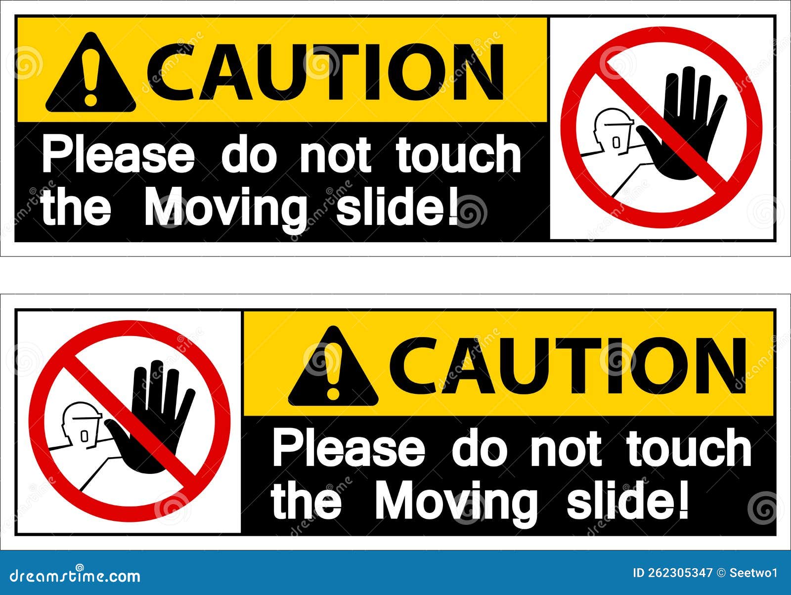 Caution Please Do Not Touch the Moving Slide on White Background Stock ...
