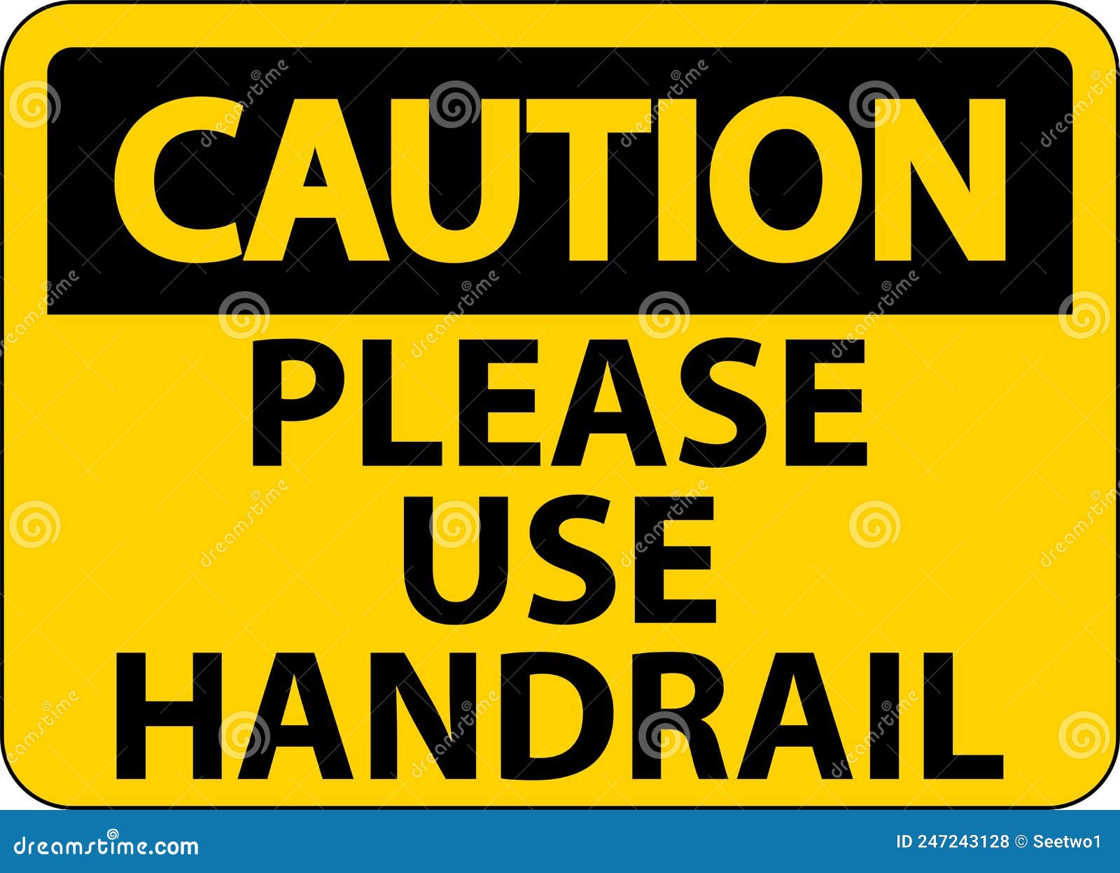 Caution Please Use Handrail Sign on White Background Stock Vector ...
