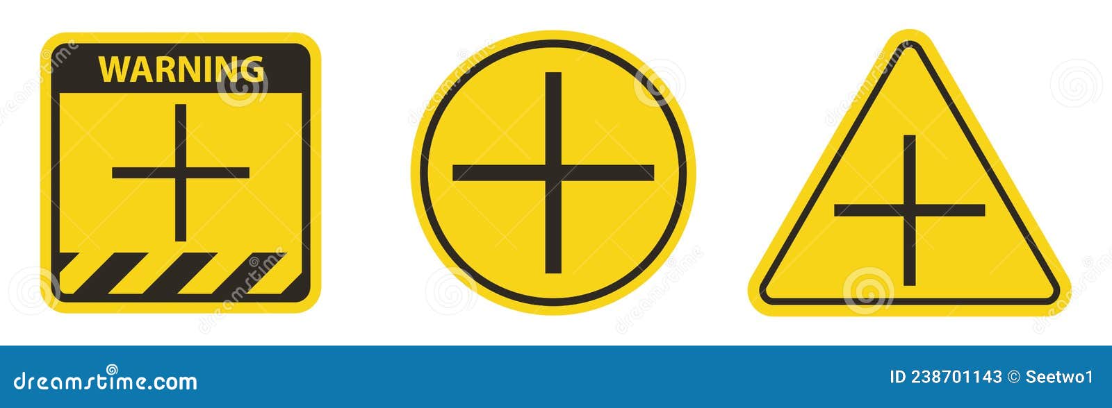 Caution Plus Positive Polarity Symbol Sign Stock Vector - Illustration ...