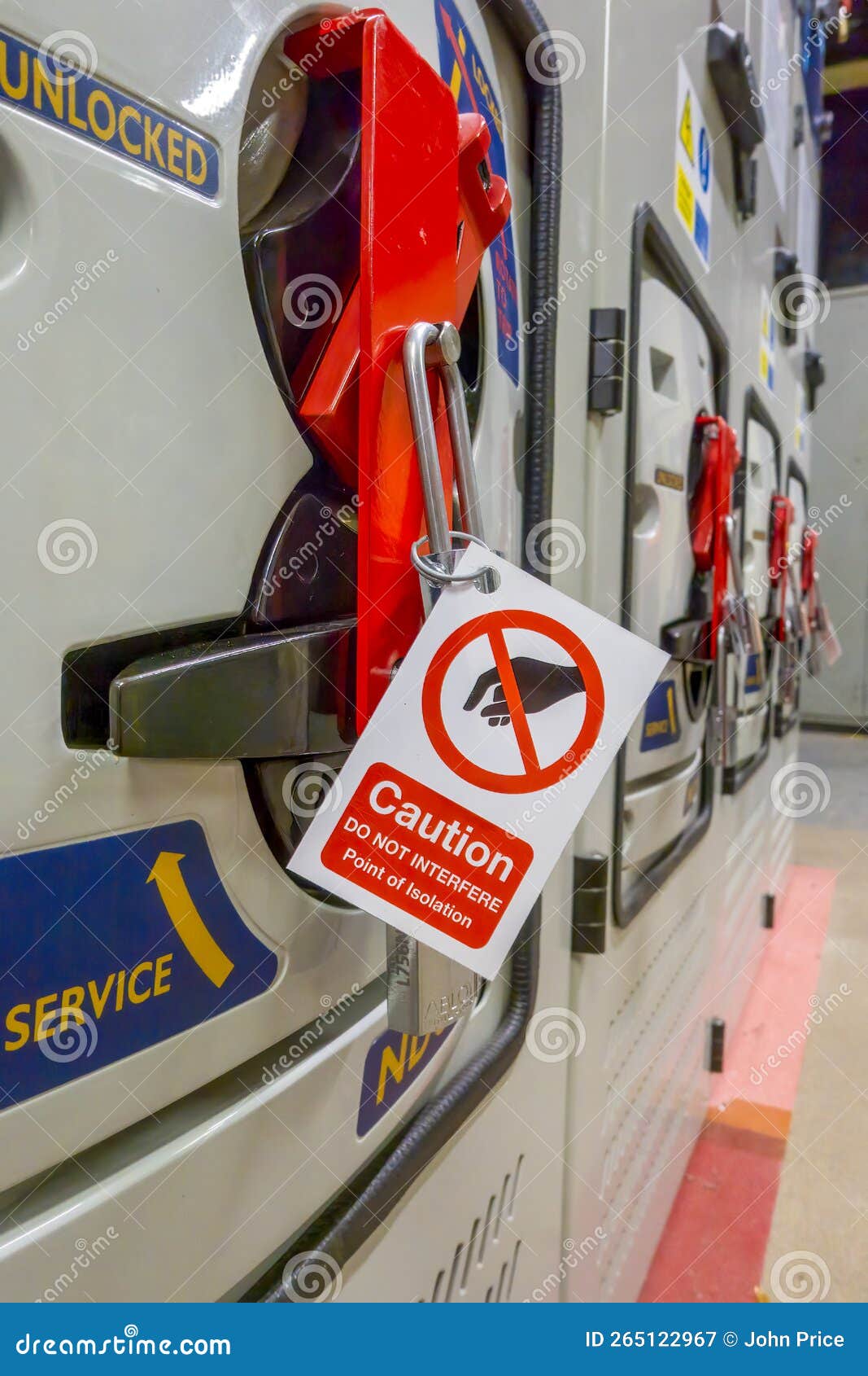 Caution Point of Isolation Label Stock Image - Image of switchgear ...