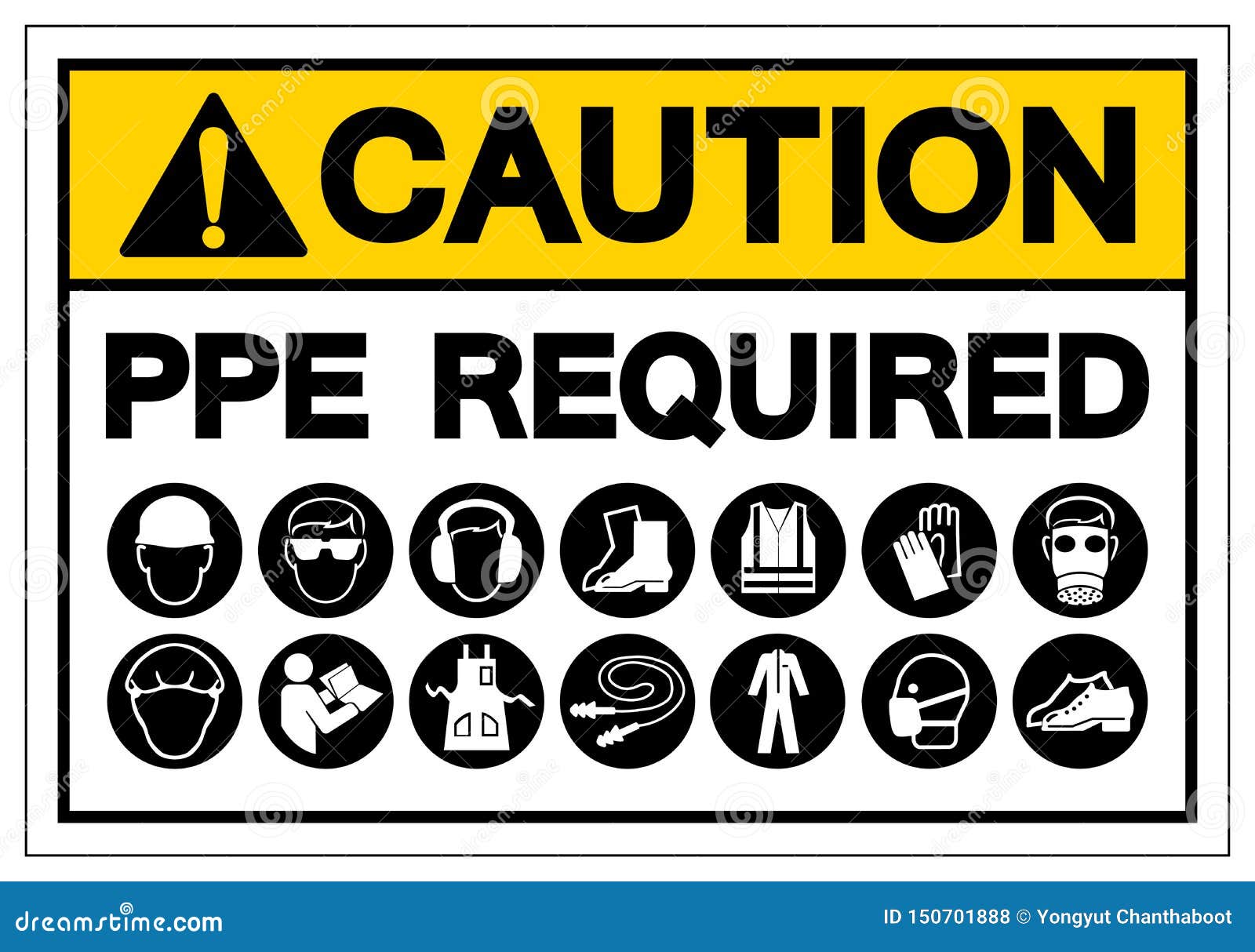 Caution PPE Required Symbol Sign, Vector Illustration, Isolate on White ...