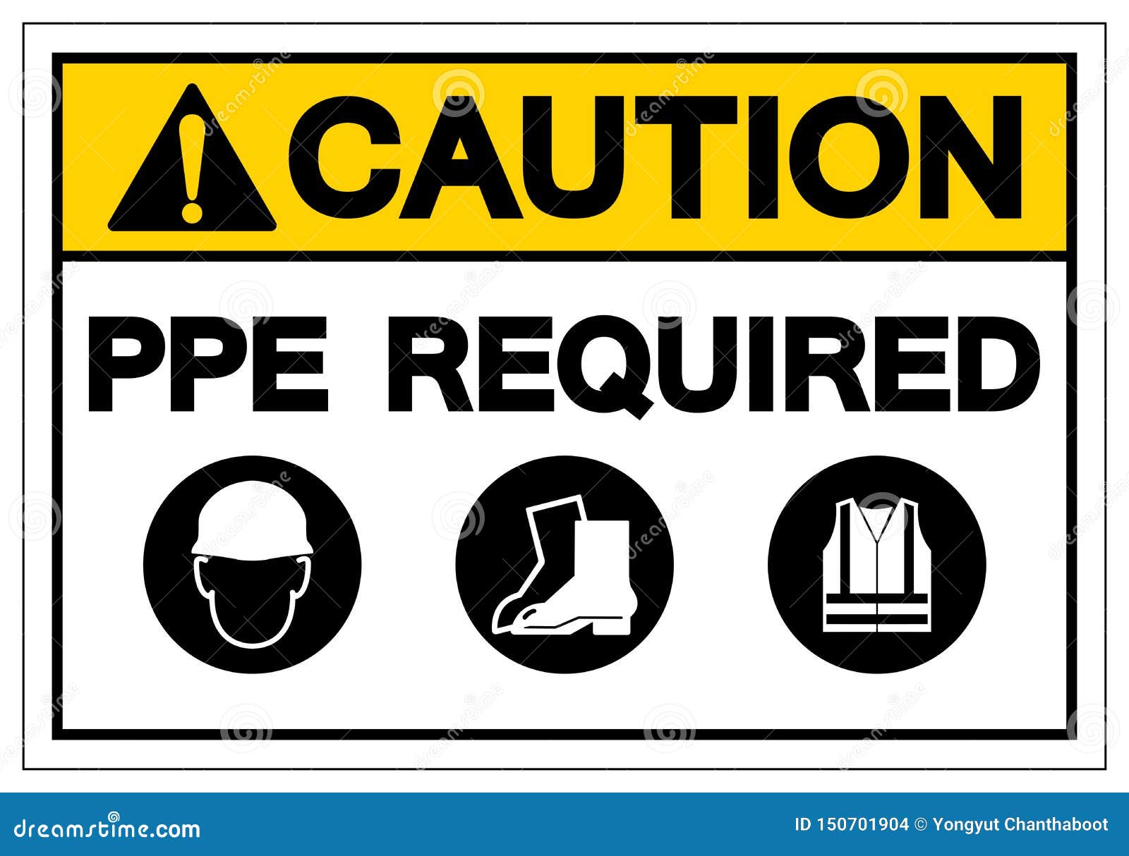 Caution PPE Required Symbol Sign, Vector Illustration, Isolate on White ...