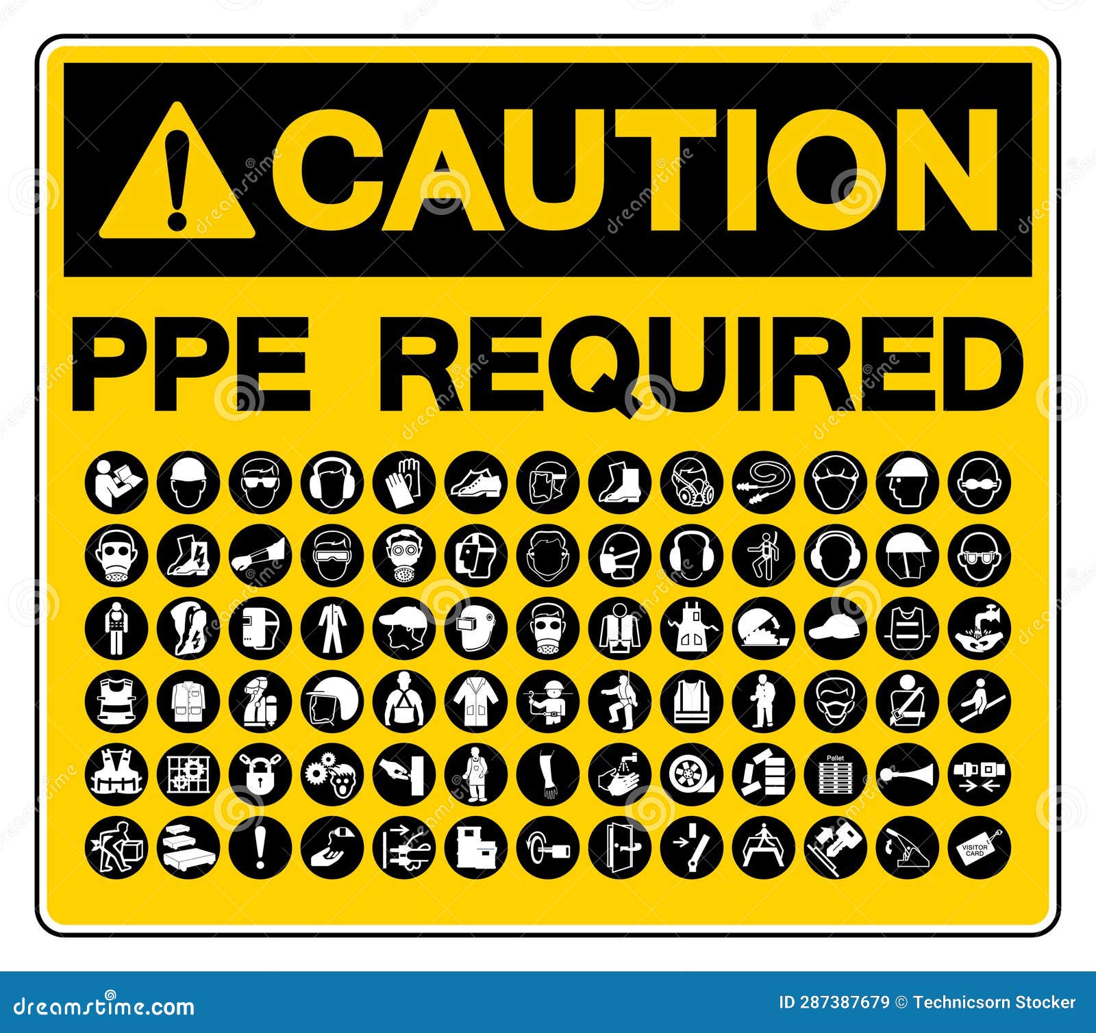 Caution PPE Required Symbol Sign, Vector Illustration, Isolated on ...