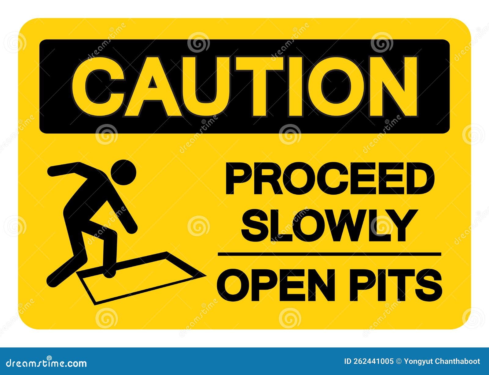 Caution Proceed Slowly Open Pits Symbol Sign, Vector Illustration ...