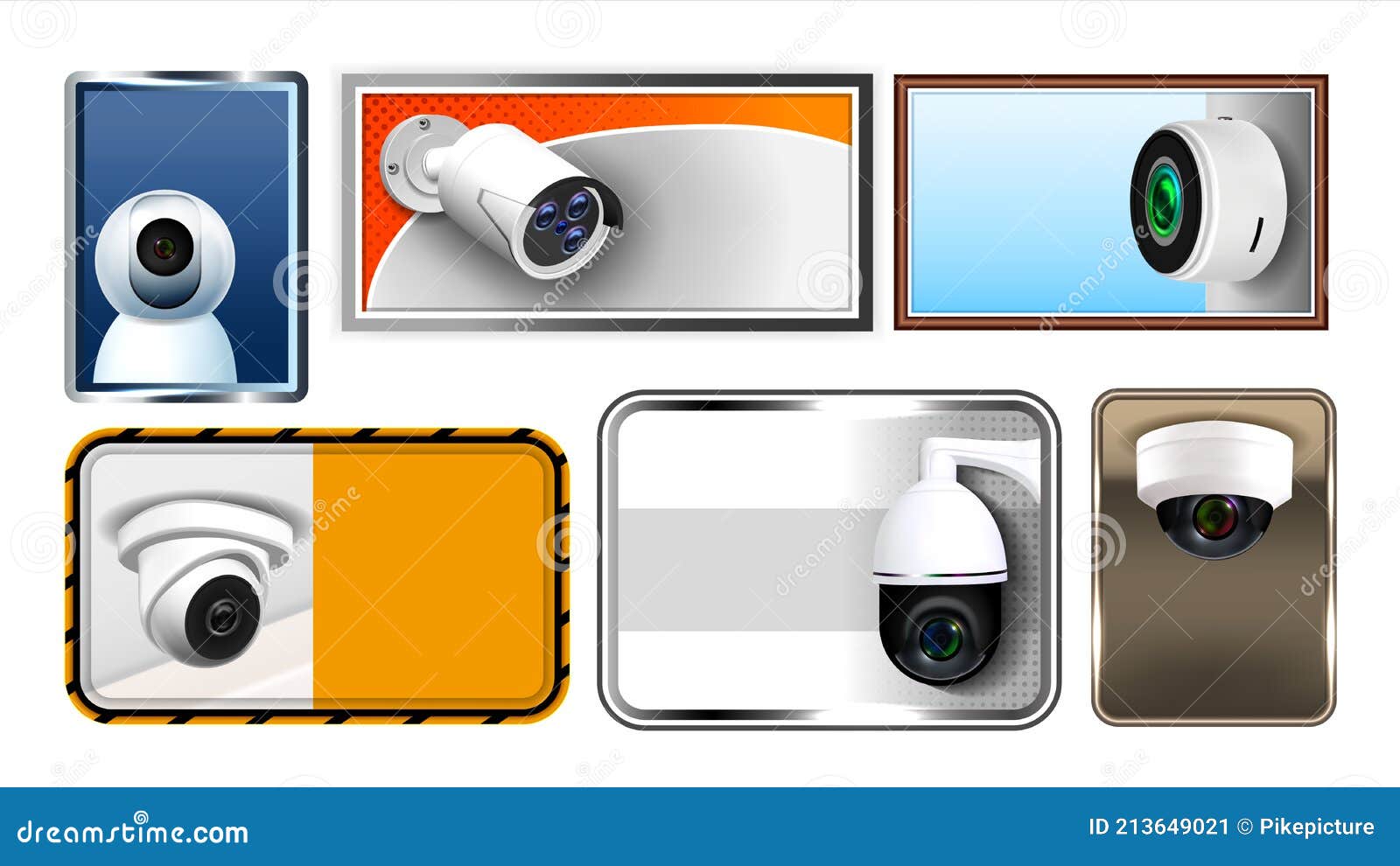 Caution Protect Cctv Nameplates Posters Set Vector Stock Vector ...