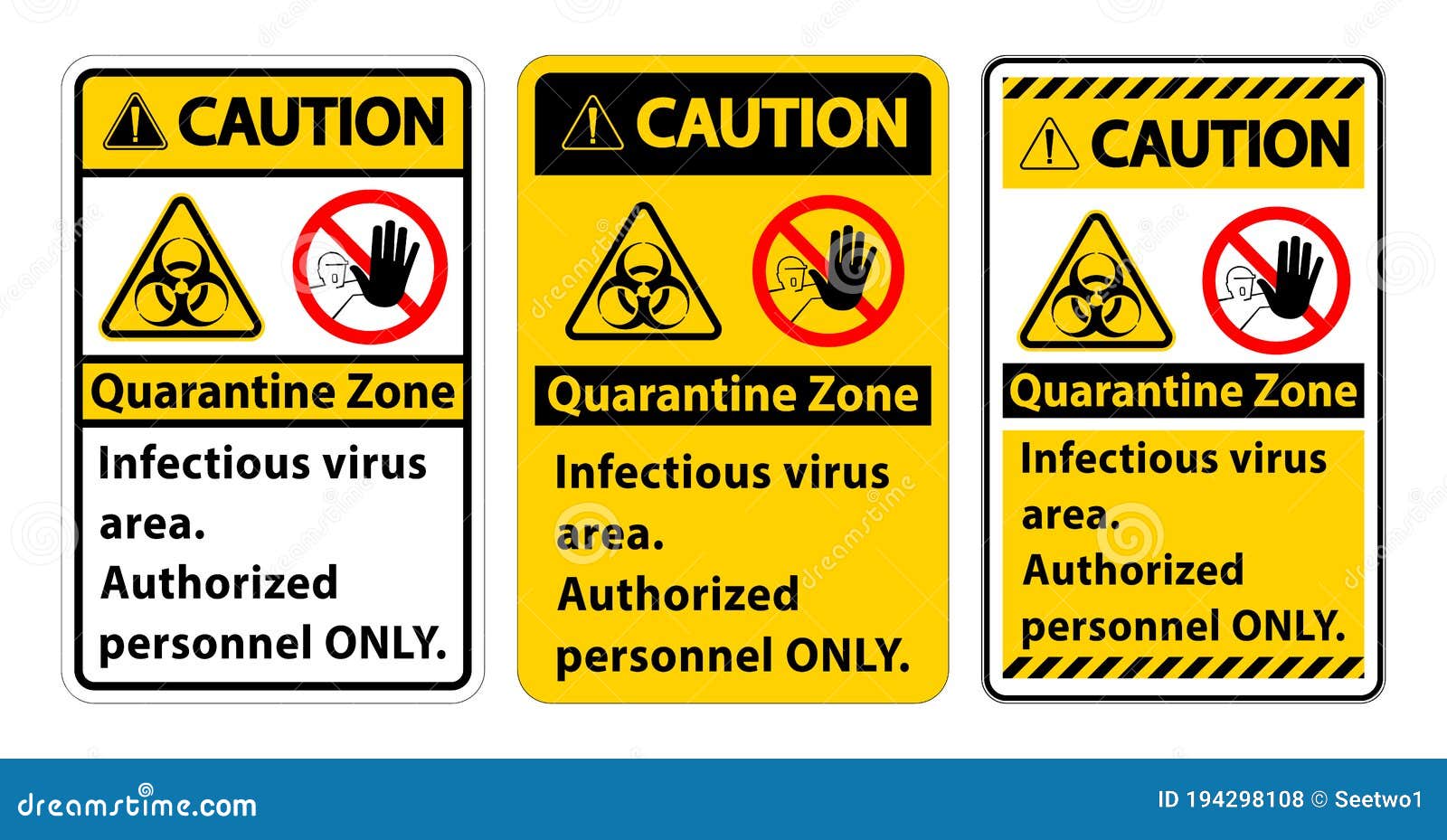 Caution Quarantine Infectious Virus Area Sign on White Background Stock ...