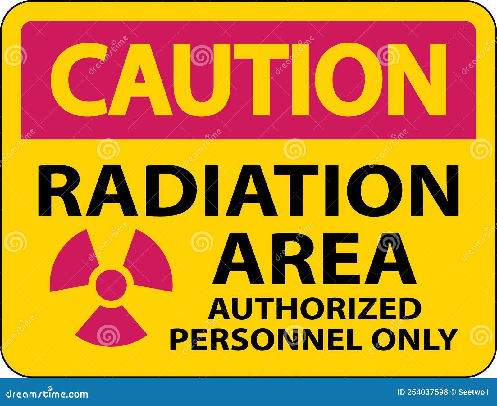 Caution Radiation Area Authorized only Sign on White Background Stock ...