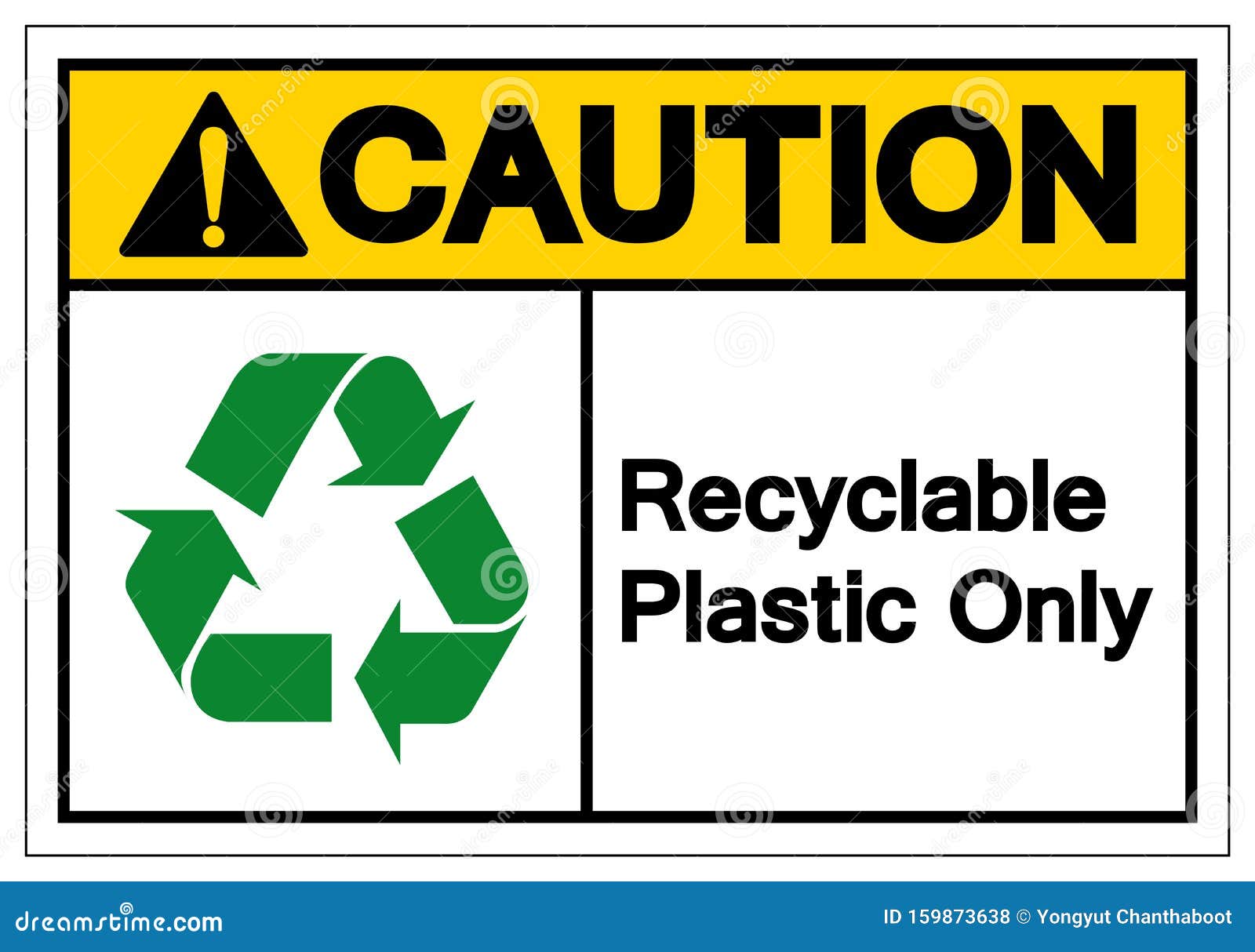 Caution Recyclable Plastic only Symbol Sign, Vector Illustration ...