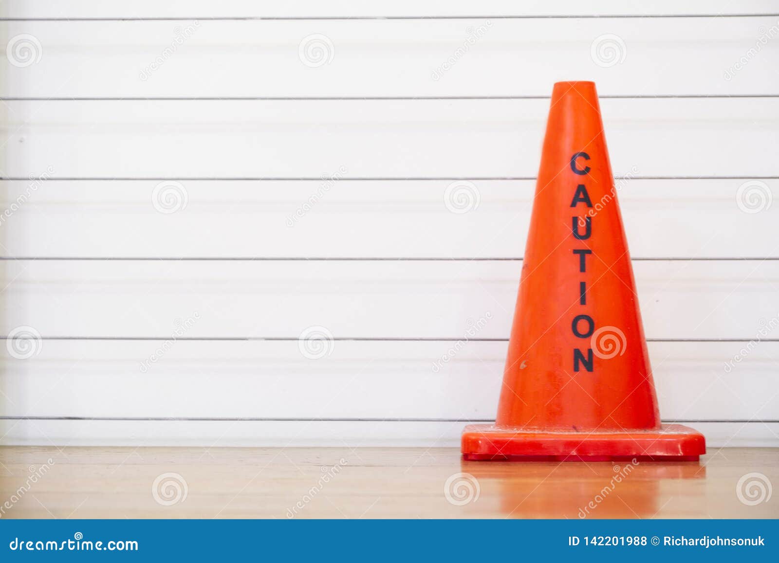 Caution Red Cone Safety Notice at Workplace Office Stair Stock Photo ...