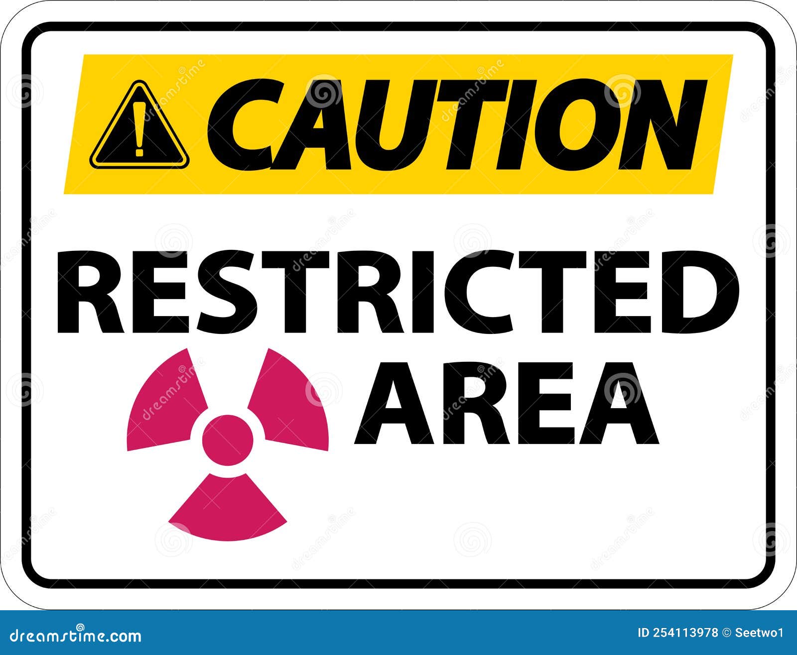Caution Restricted Area Sign on White Background Stock Vector ...