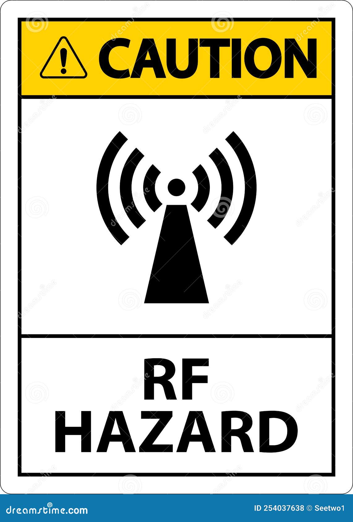 Caution RF Hazard Sign on White Background Stock Vector - Illustration ...