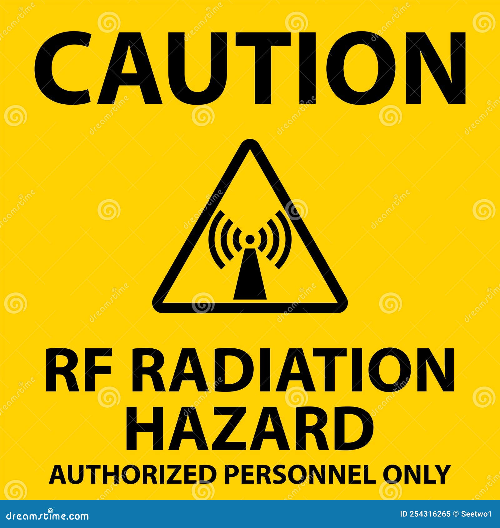 Caution RF Radiation Hazard Authorized only Sign on White Background ...