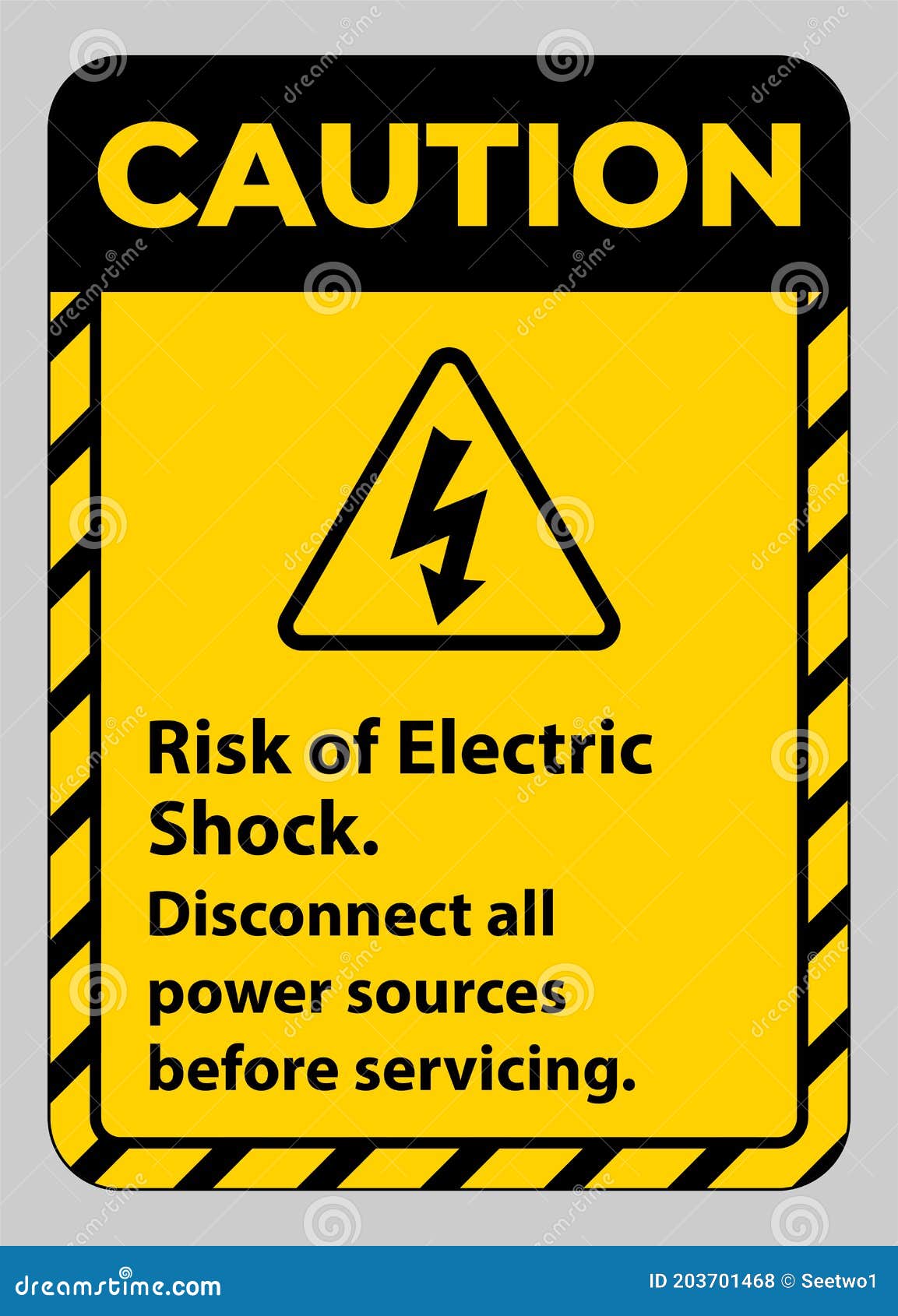 Caution Risk of Electric Shock Symbol Sign Isolate on White Background ...