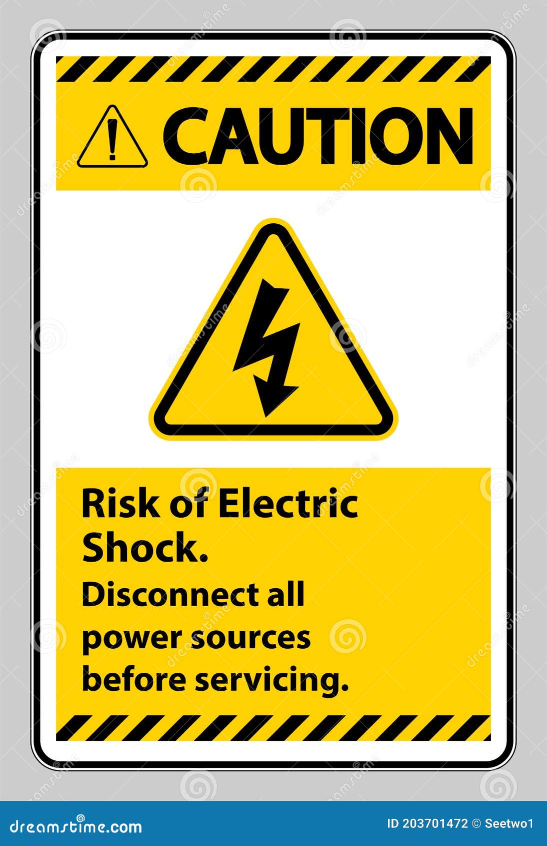 Caution Risk of Electric Shock Symbol Sign Isolate on White Background ...