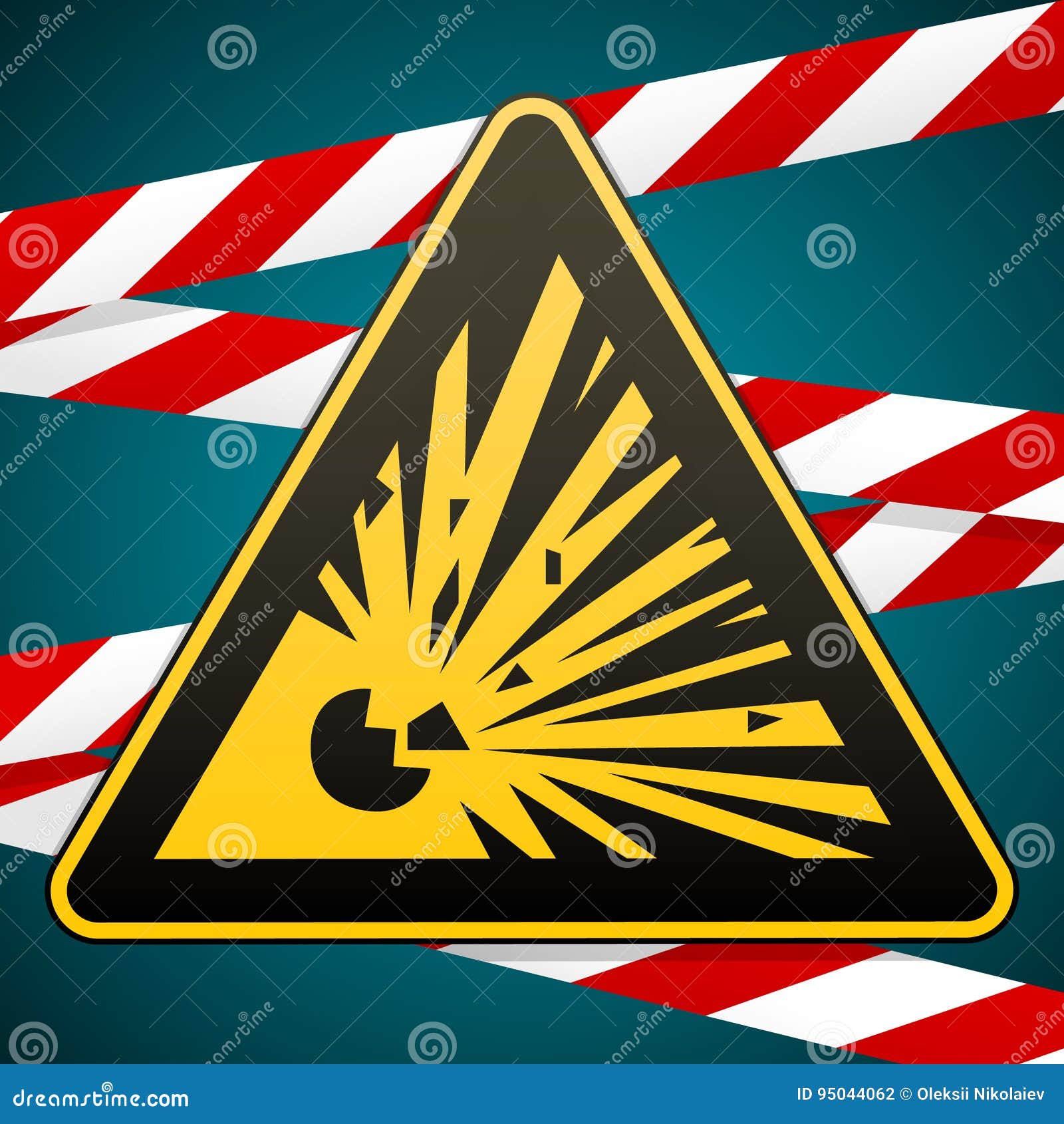 Caution - Risk of Explosion Warning Sign and Warning Bands. Stock ...