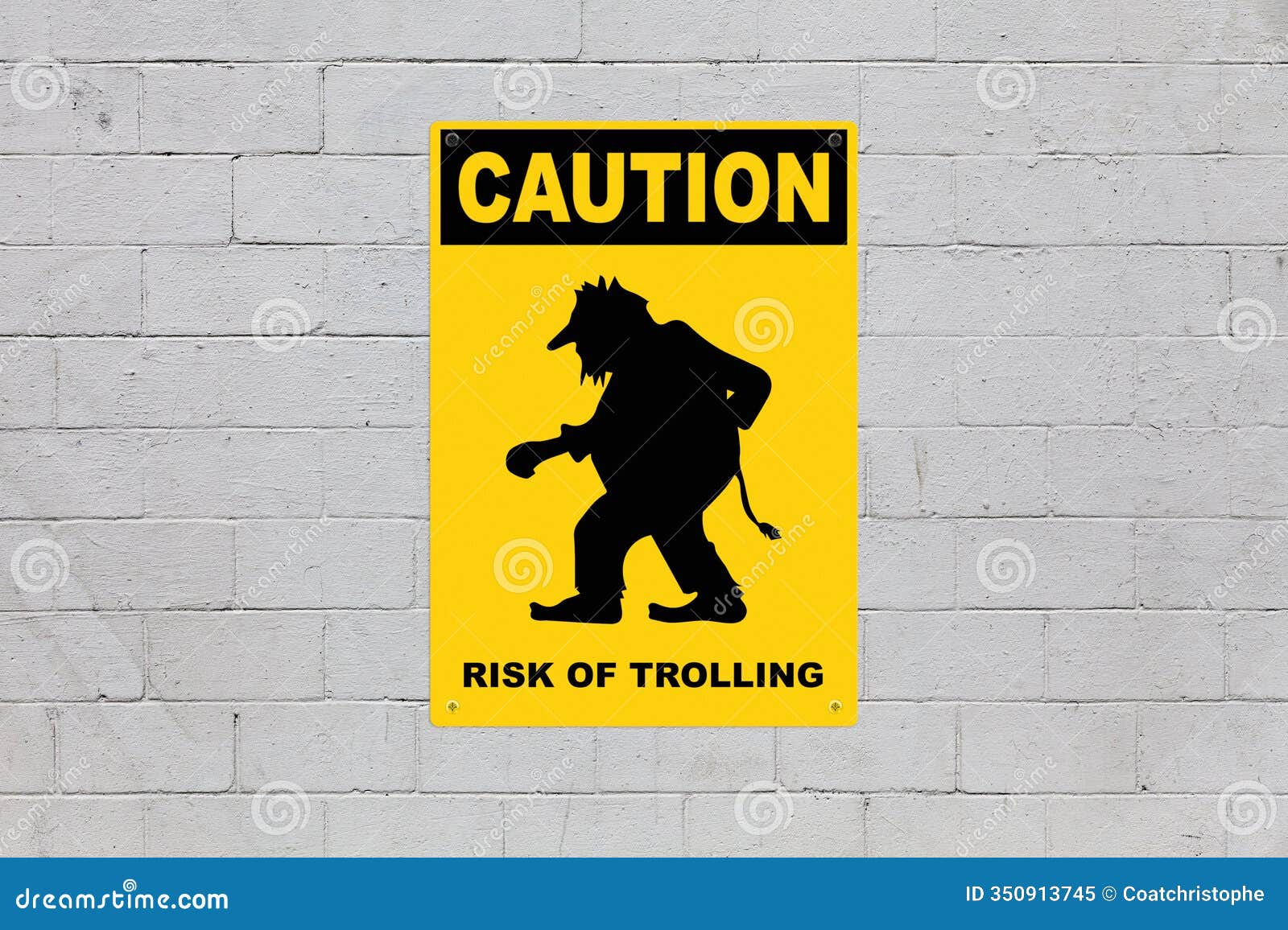Caution, Risk of Trolling - Sign Stock Image - Image of cinder ...