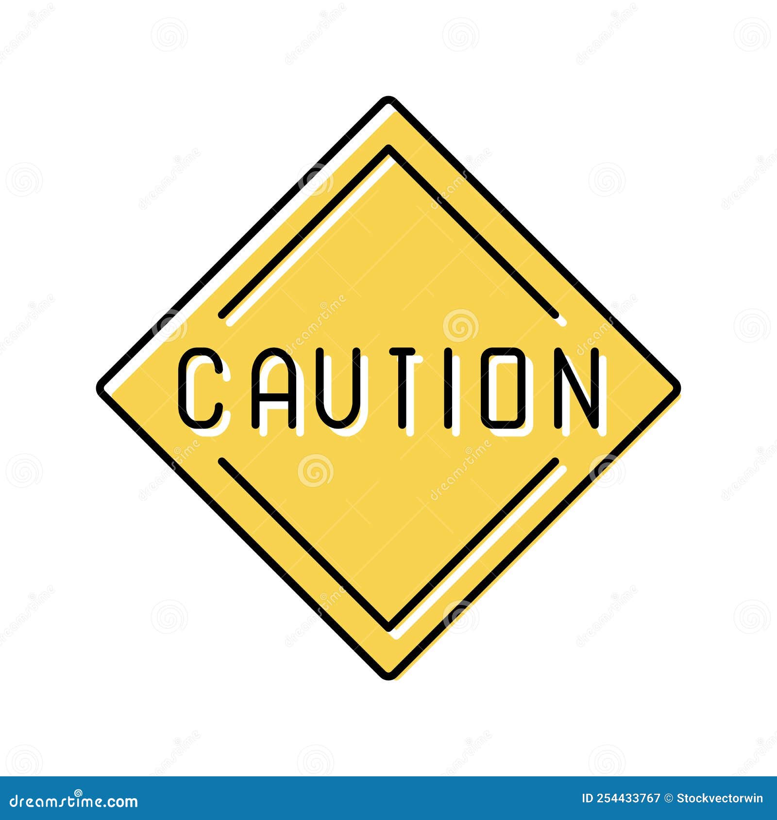 Caution Road Sign Color Icon Vector Illustration Stock Vector ...