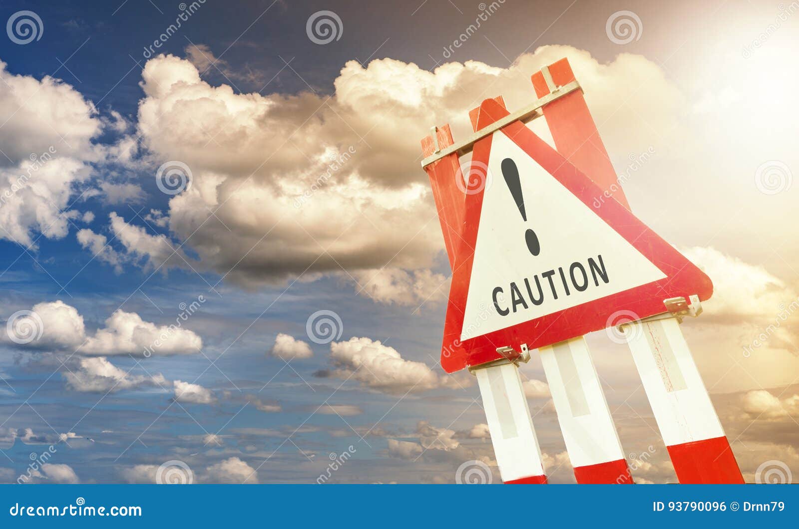 Caution road sign stock photo. Image of construction - 93790096