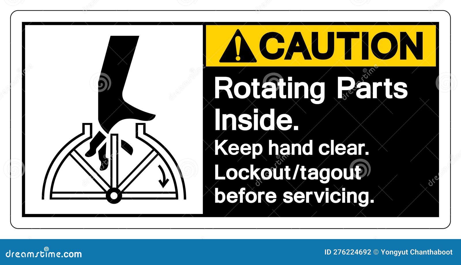 Caution Rotating Part Inside Keep Hand Clear Symbol Sign, Vector ...