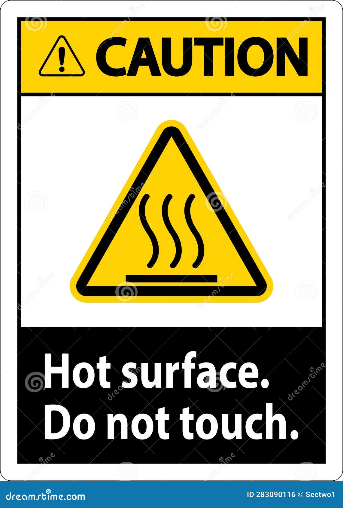 Caution Safety Label Hot Surface, Do Not Touch Stock Vector ...