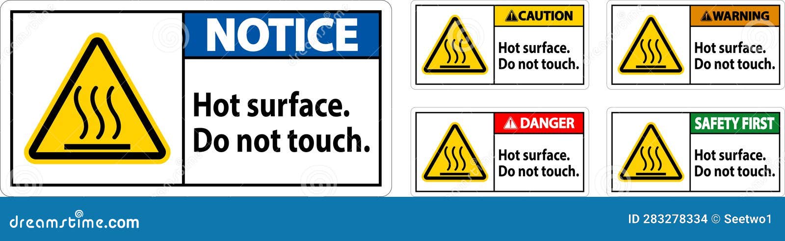 Caution Safety Label Hot Surface, Do Not Touch Stock Vector ...