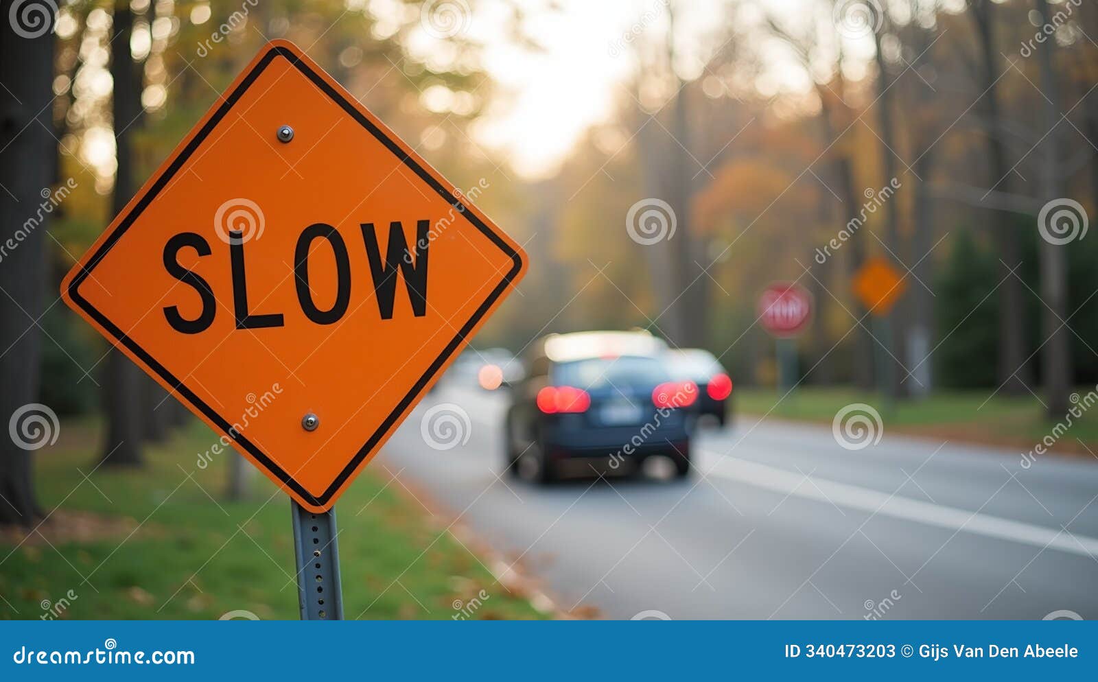 Caution School Zone Slow Down Sign Stock Illustration - Illustration of ...