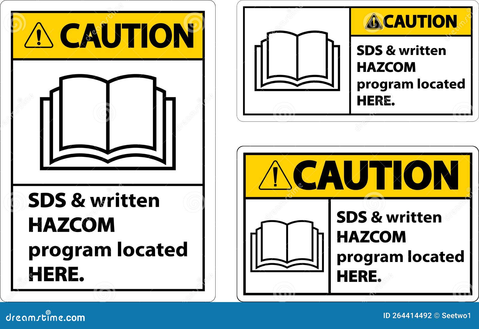 Caution SDS And HazCom Located Here Sign On White Background Vector ...