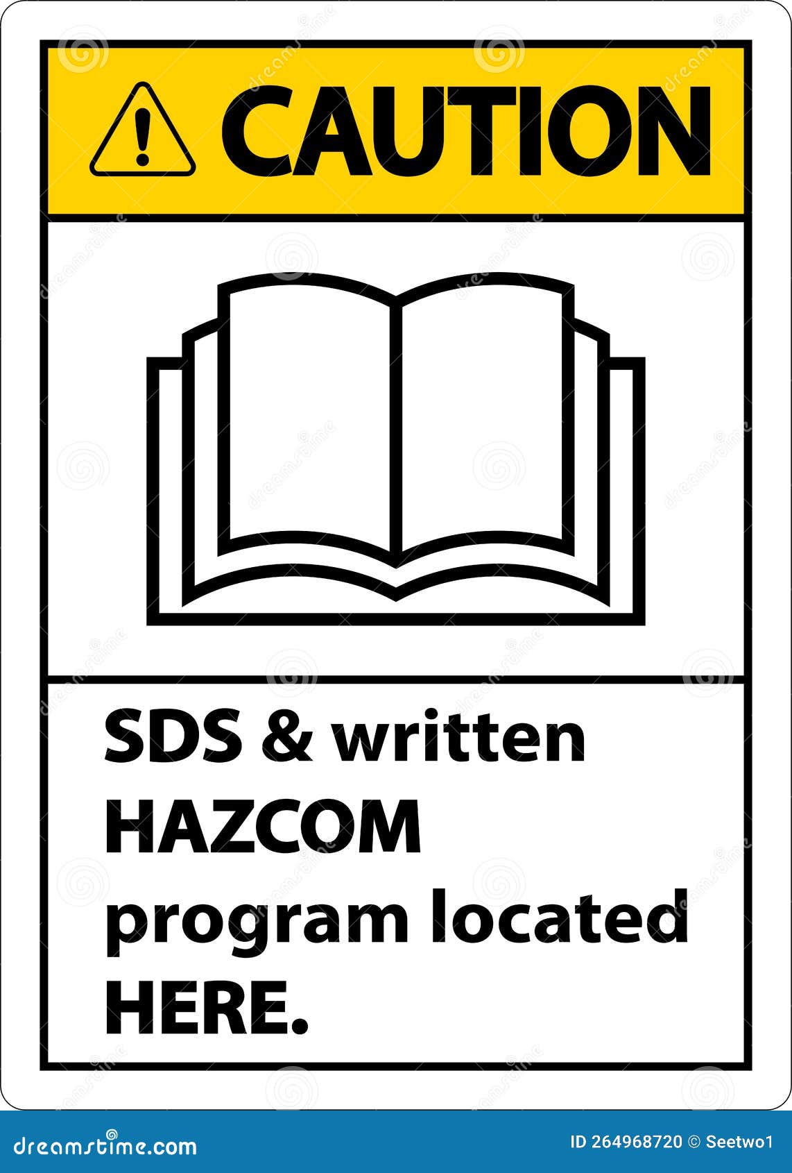Caution SDS And HazCom Located Here Sign On White Background Vector ...
