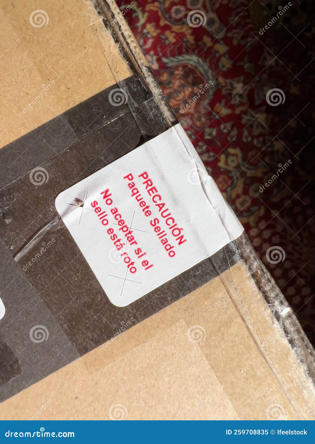 Caution Sealed Package Do Not Accept If Seal Is Broken Royalty-Free ...