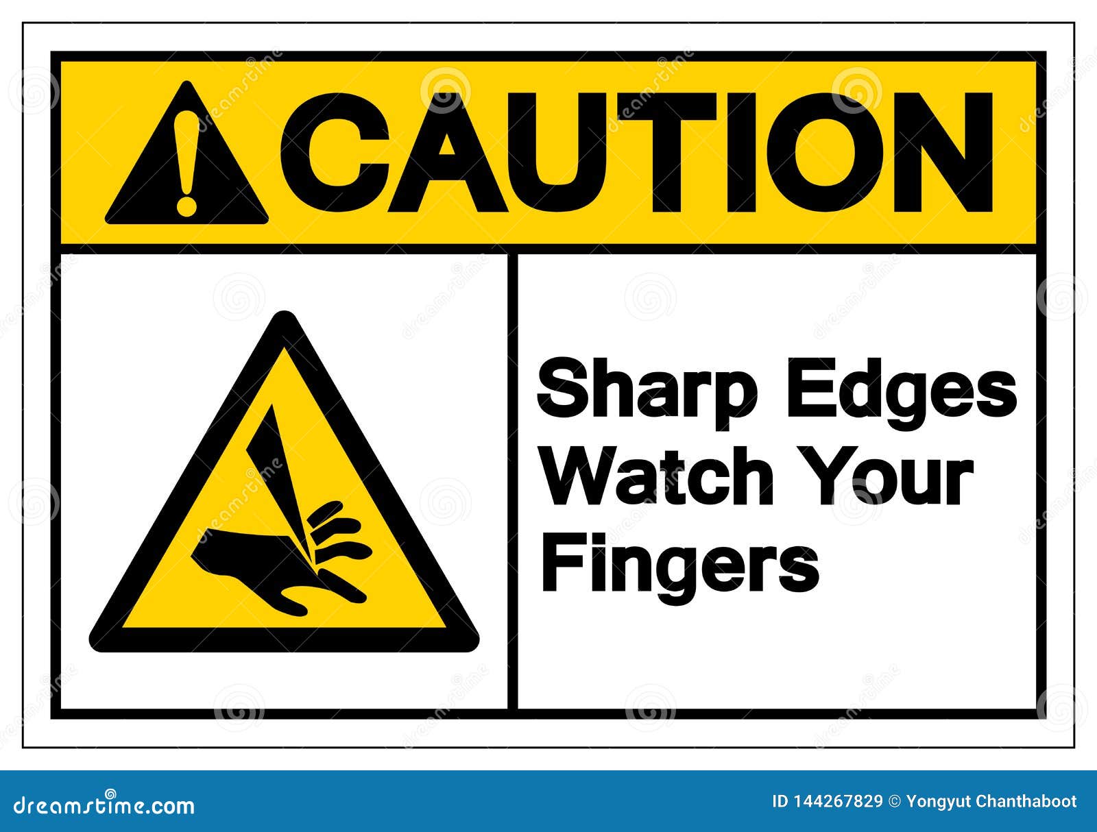 Caution Sharp Edges Watch Your Fingers Symbol Sign, Vector Illustration ...