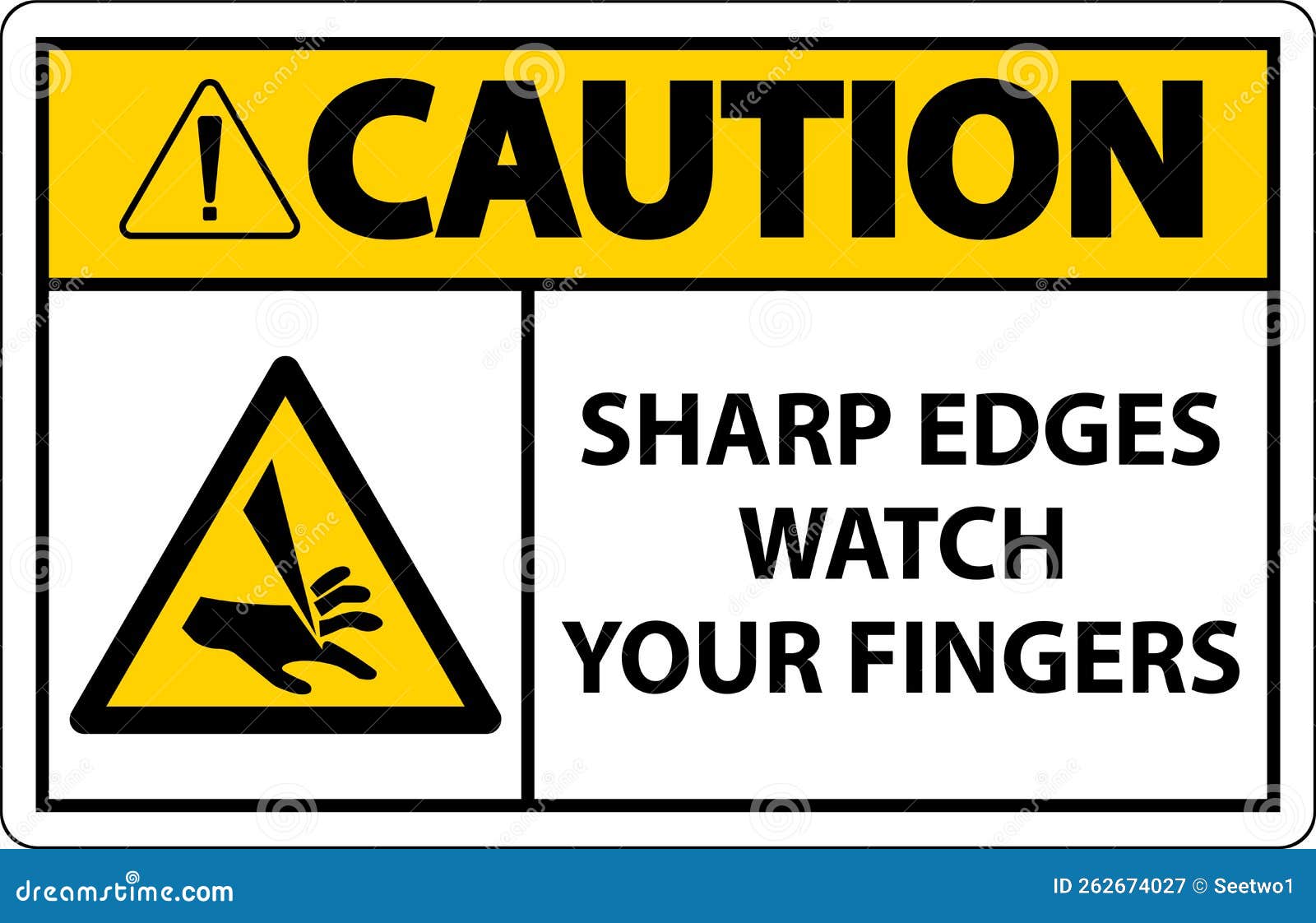 Caution Sharp Edges Watch Your Fingers on White Background Stock Vector ...