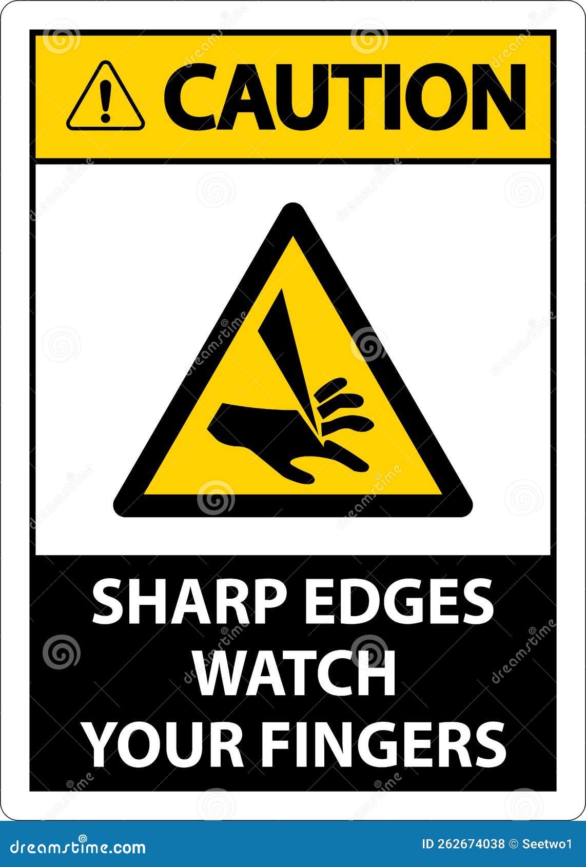 Caution Sharp Edges Watch Your Fingers on White Background Stock Vector ...