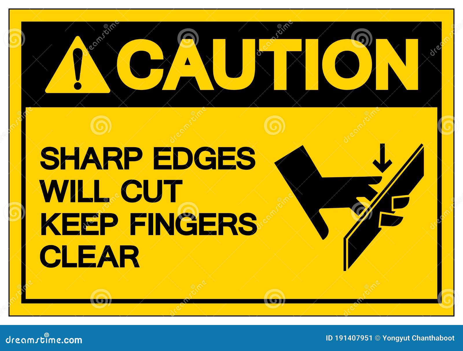 Caution Sharp Edges Will Cut Keep Fingers Clear Symbol Sign ,Vector ...