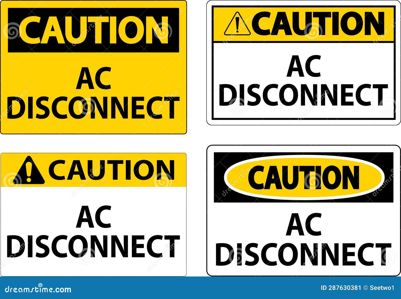 Caution Sign, AC Disconnect Sign Stock Vector - Illustration of graphic ...