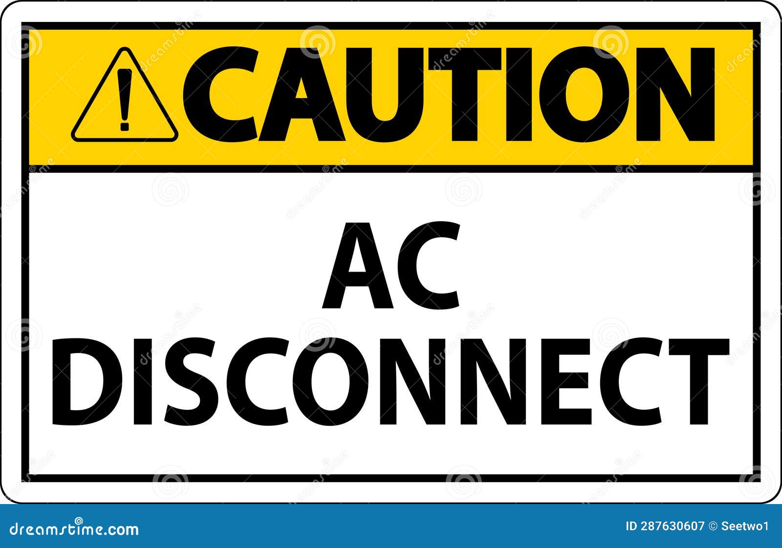Caution Sign, AC Disconnect Sign Stock Vector - Illustration of power ...
