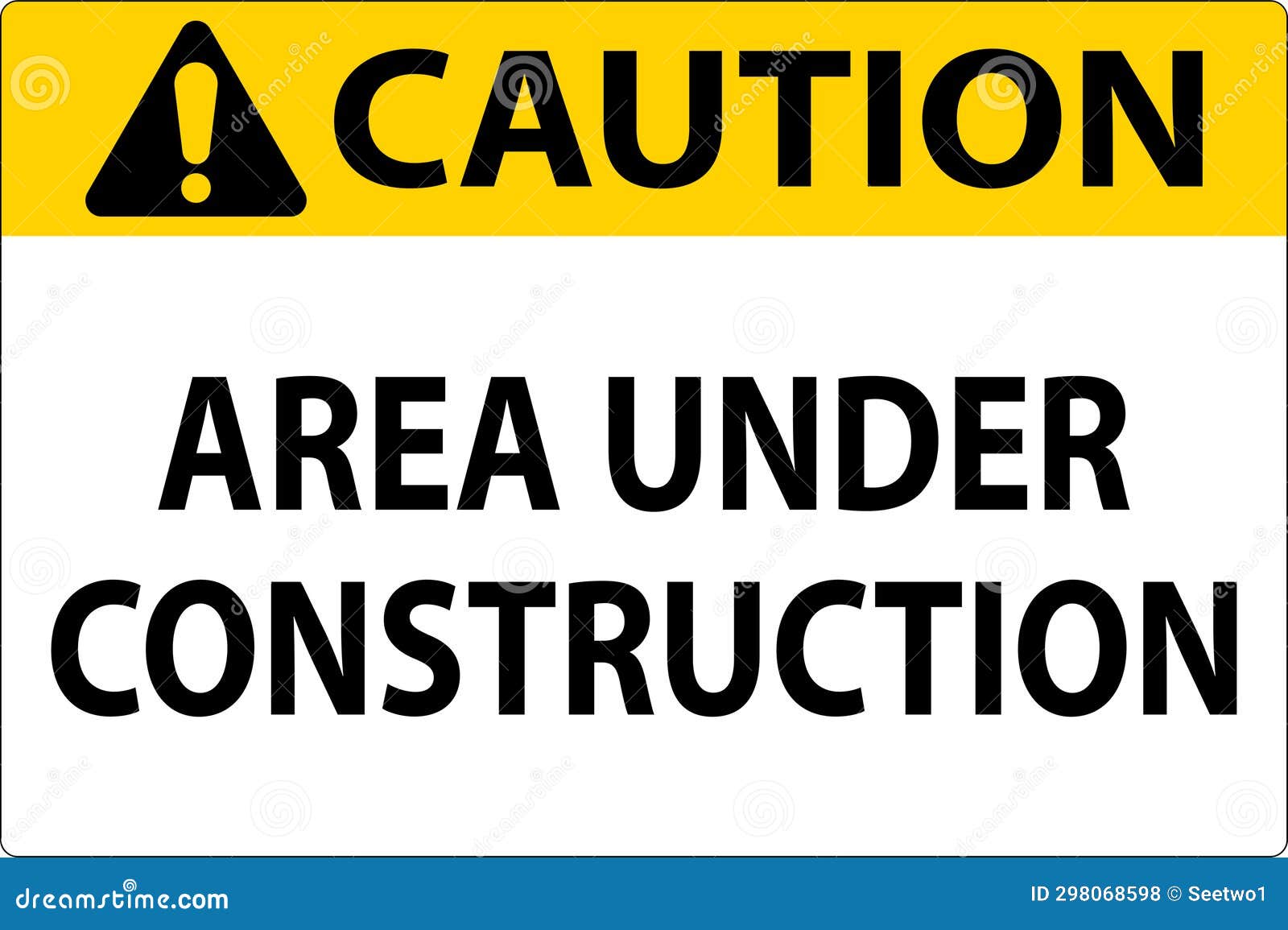Caution Sign Area Under Construction Stock Vector - Illustration of ...
