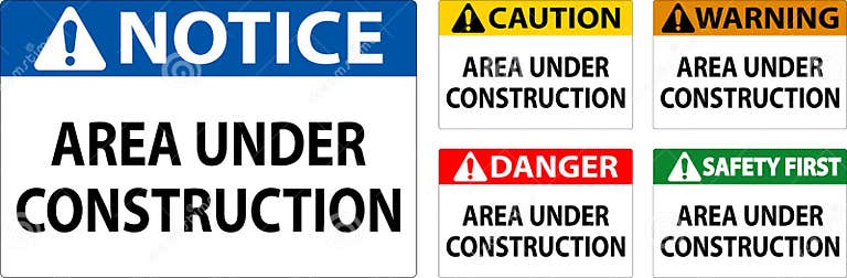 Caution Sign Area Under Construction Stock Vector - Illustration of ...
