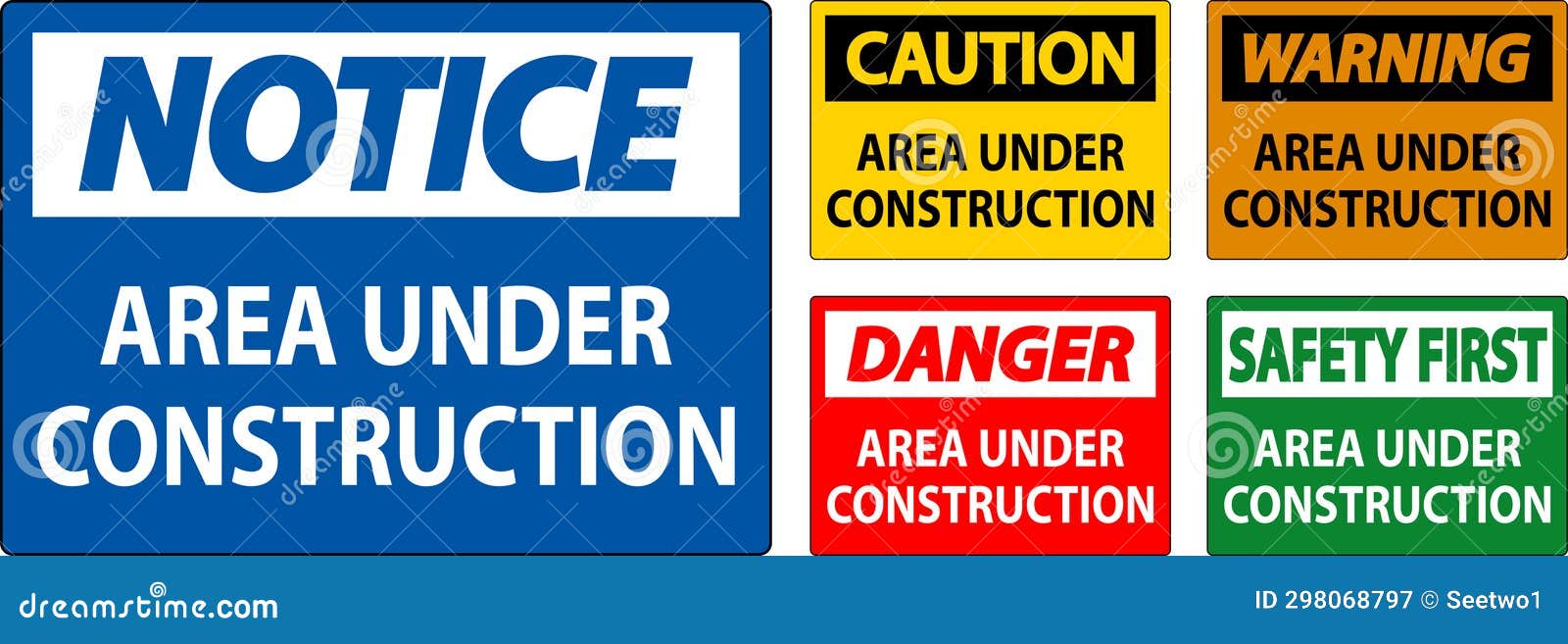 Caution Sign Area Under Construction Stock Vector - Illustration of ...